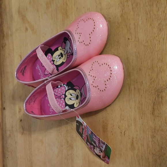 Disney | Shoes | Disney Jr Minnie Mouse Pink Ballet Flats Strap Polka ...